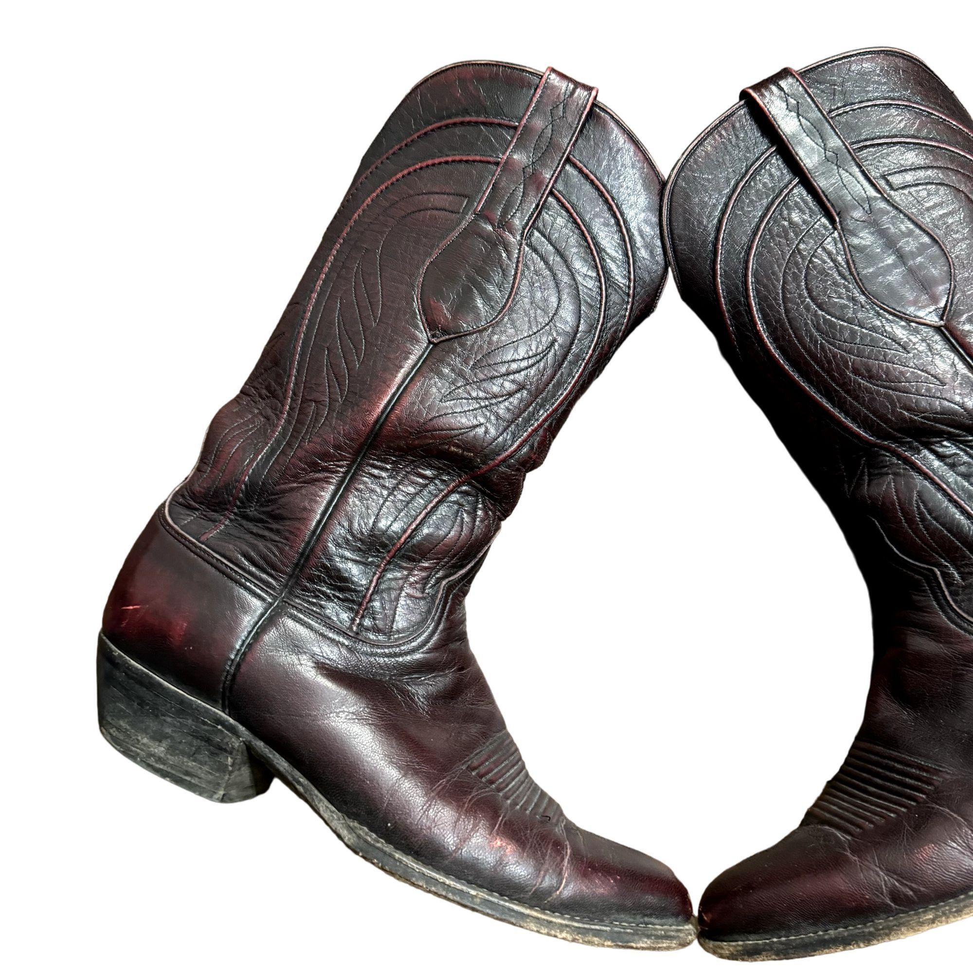 Lucchese VTG Brown Tooled Lucchese Cowboy Boots USA Made Leather Gent ...