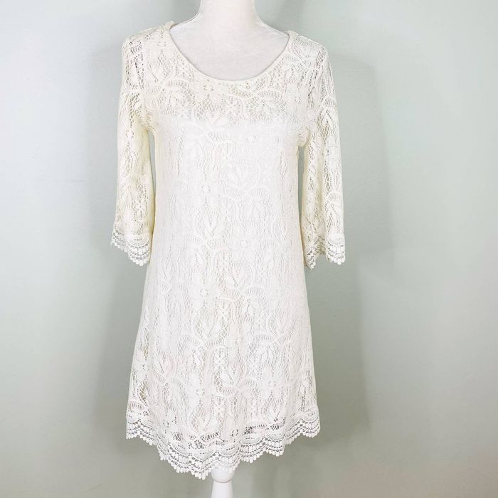Divided Divided Dress Cream Lace 12 Lined 3/4 Sleeves Stretch New | Grailed