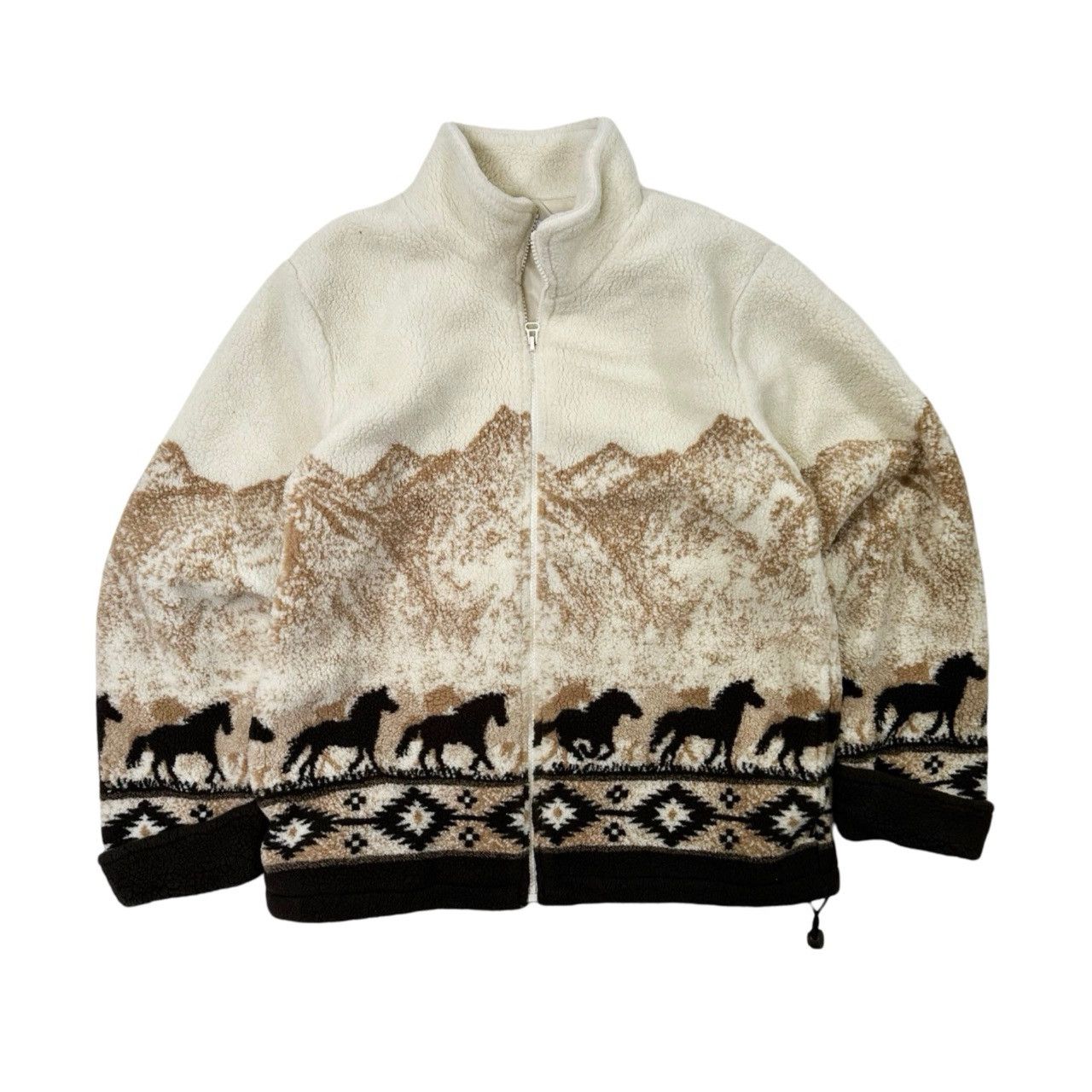 Streetwear × Vintage Northern Reflection Big Print Horses Fleece Wrap ...