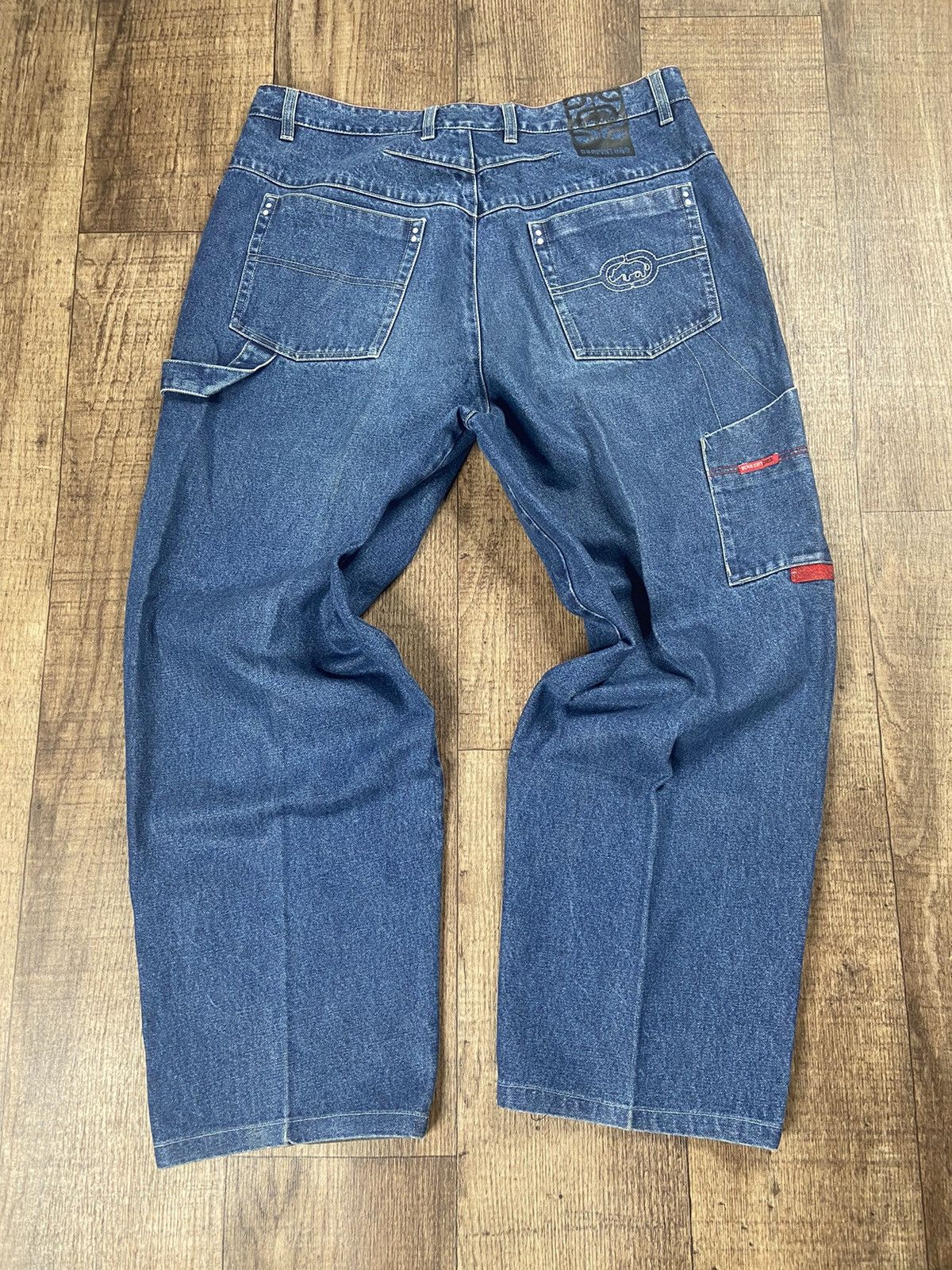 Fubu Crazy Rare Baggy Y2K Ecko Wide Leg Carpenter Fade Blue Jeans | Grailed