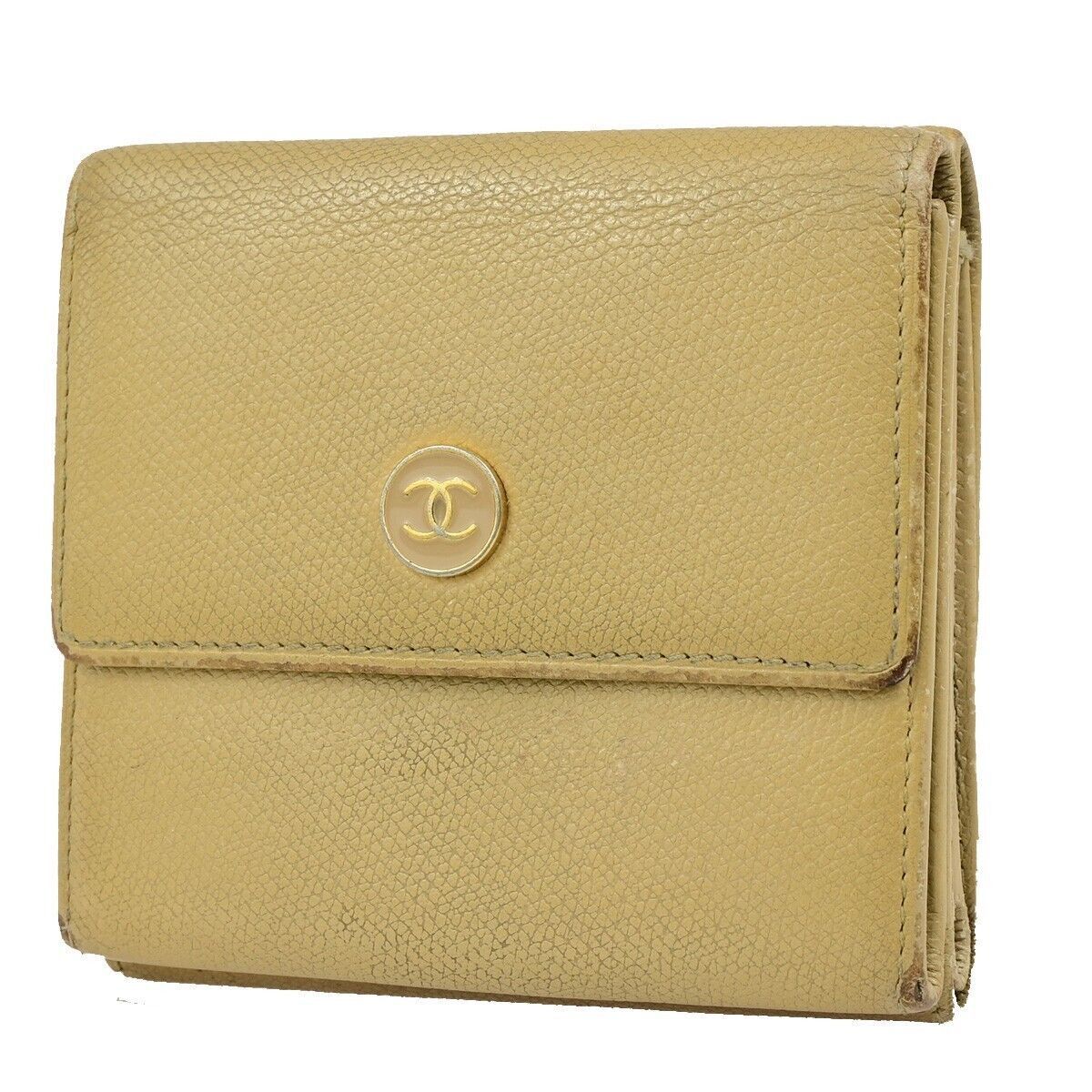 Chanel Coco Button Beige Leather Wallet (Pre-Owned) | Grailed