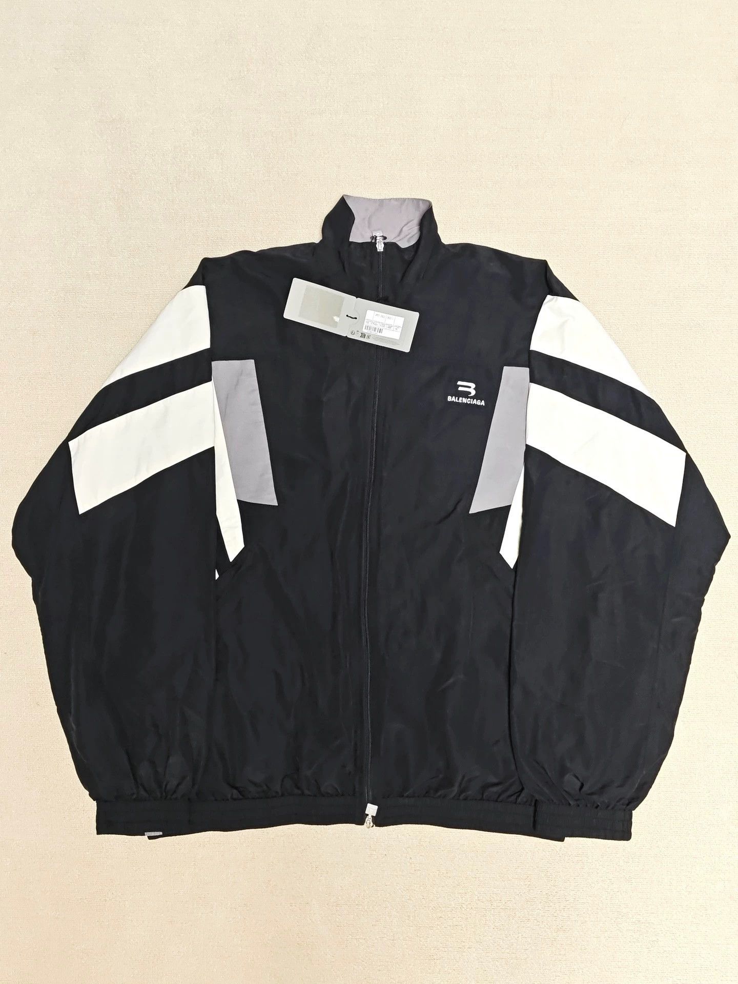 Balenciaga Balenciaga 22fw black grey color blocked sportyb jacket ...