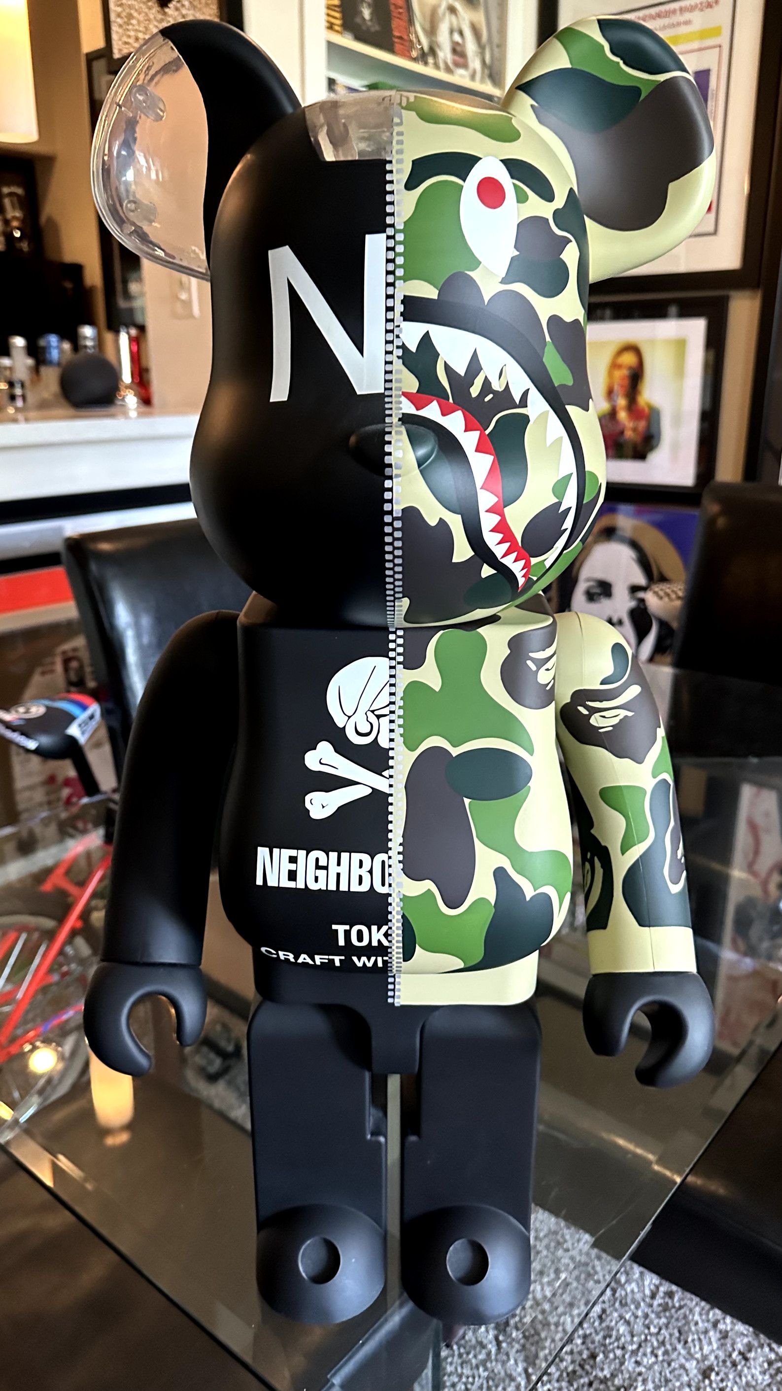 Bape × Medicom Bearbrick BEARBRICK BAPE NEIGHBORHOOD CAMO SHARK 1000% ...