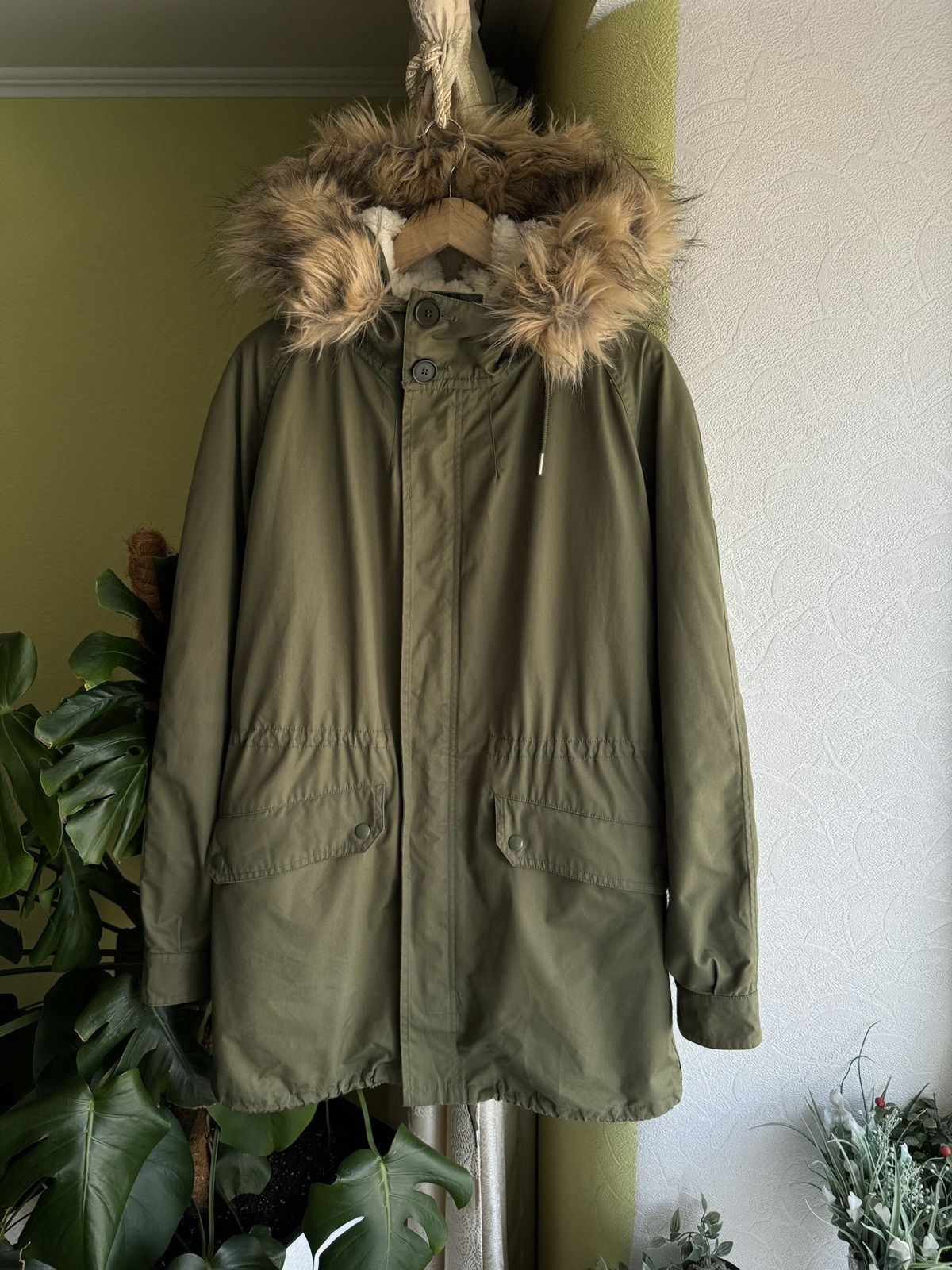 Sandro Sandro Paris Faux Fur Hood Olive Green Winter Parka Jacket | Grailed