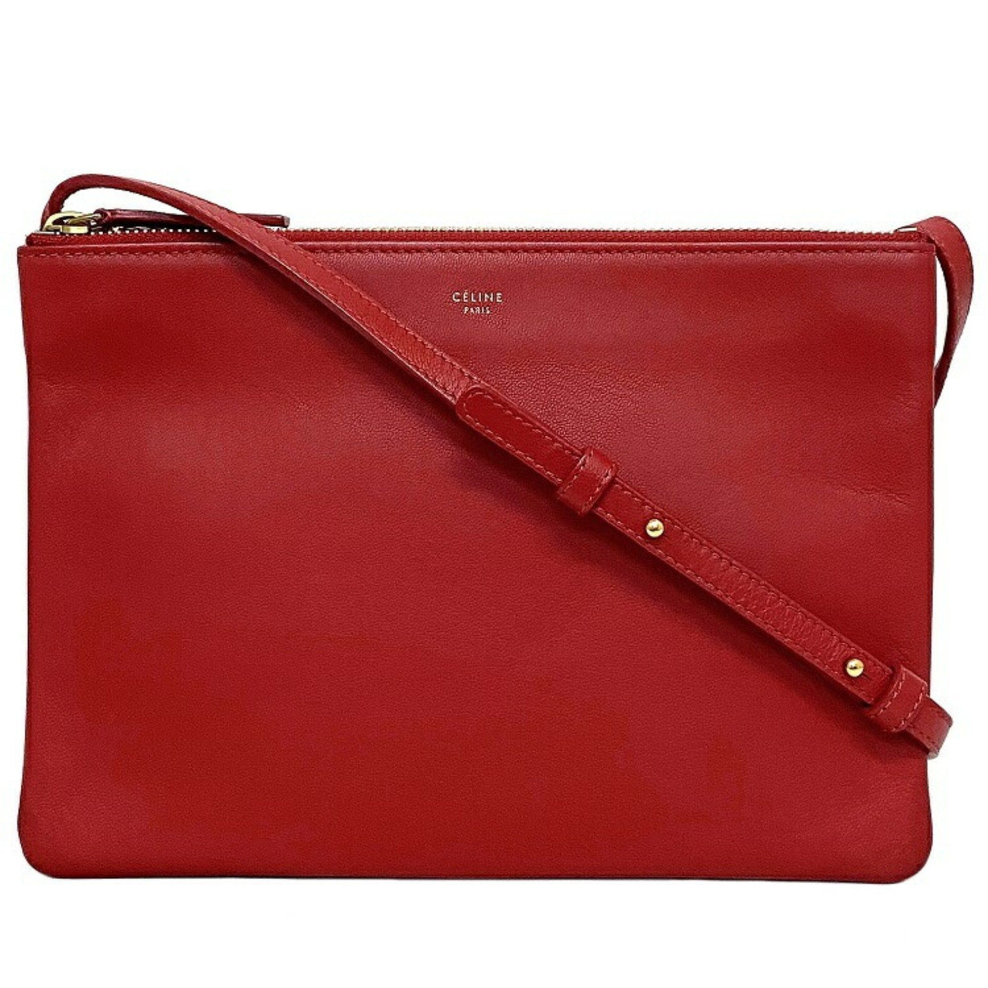 Celine Celine Shoulder Bag Trio Large Red Gold 171453ETA 27ED Leather Smooth Lambskin CELINE ...
