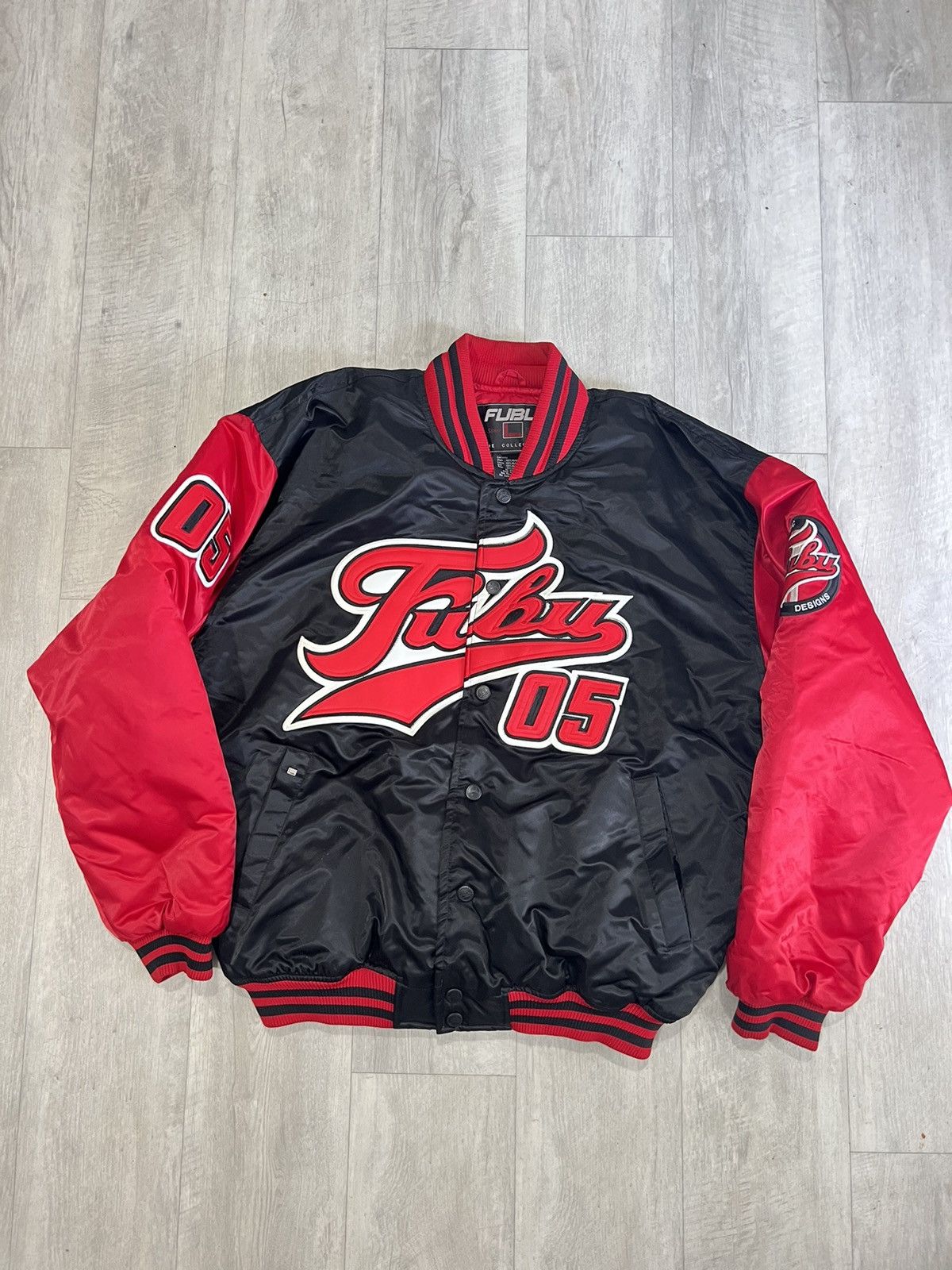 Vintage Vintage Fubu Satin Bomber Jacket Varsity 05 Two Tone 2000s | Grailed
