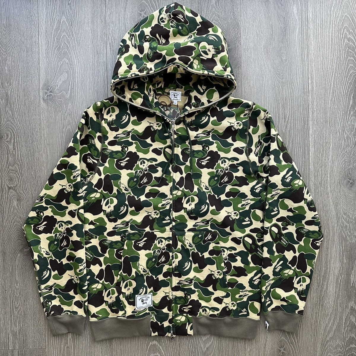 Bape × Stussy ‘10 Bape x Stussy skull camo full zip | Grailed