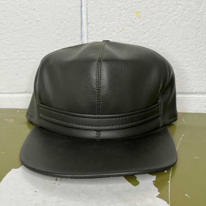 Vintage Vintage 60s 70s Green Leather Military or Work Wear Cap ...