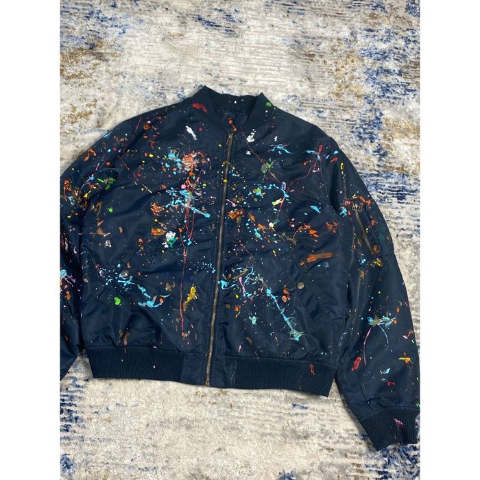 Handmade HANDMADE MA1 NAVY PAINT SPLATTER BOMBER JACKET STYLE JAPAN ...