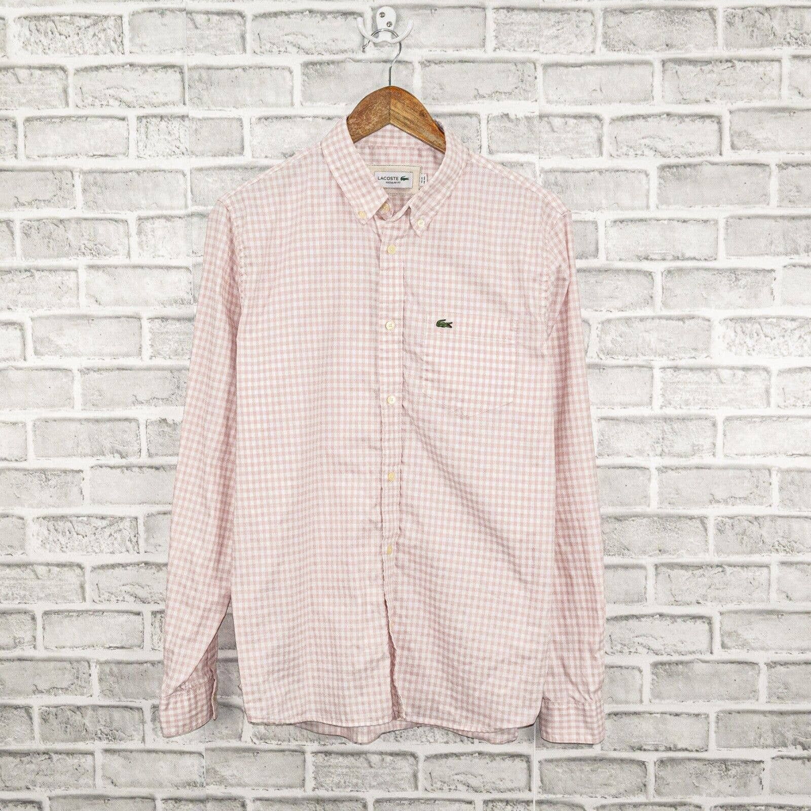 Lacoste LACOSTE Men's Regular Fit Button Down Shirt in Pink Gingham ...