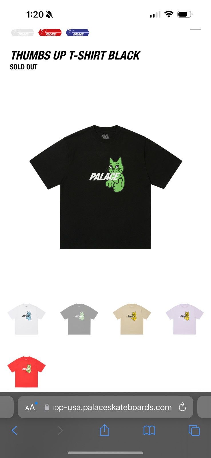 Palace Palace Thumbs up tee Black | Grailed