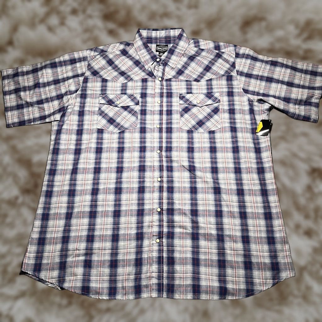 Vintage Work n Sport Shirt Mens 3XT Tall Pearl Snap Short Sleeve Button ...