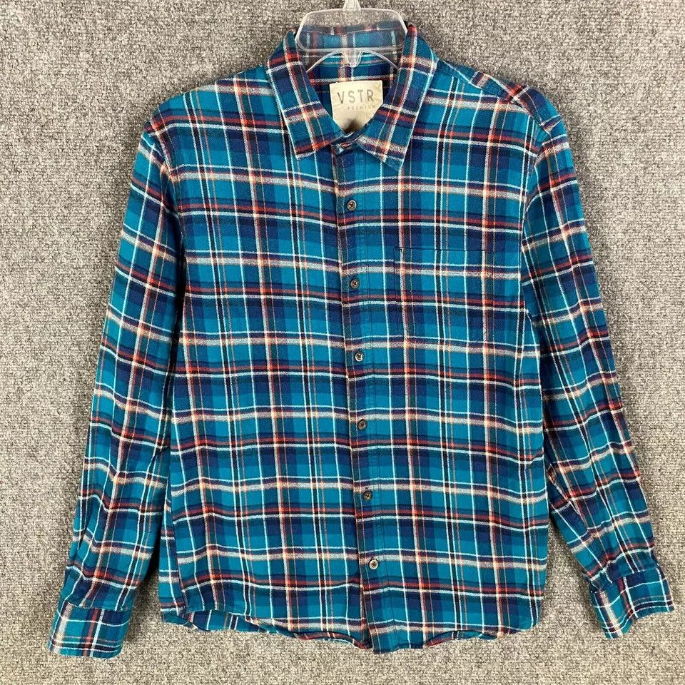 Vstr VSTR Flannel Men's Small Plaid Blue Cotton Button Up S | Grailed
