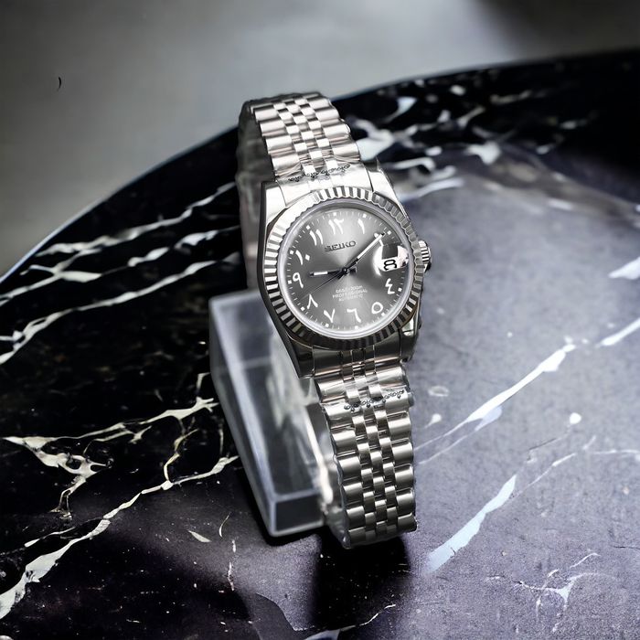 Seiko Seiko Mod NH35 Datejust Grey Arabic Dial 36mm Jubile | Grailed