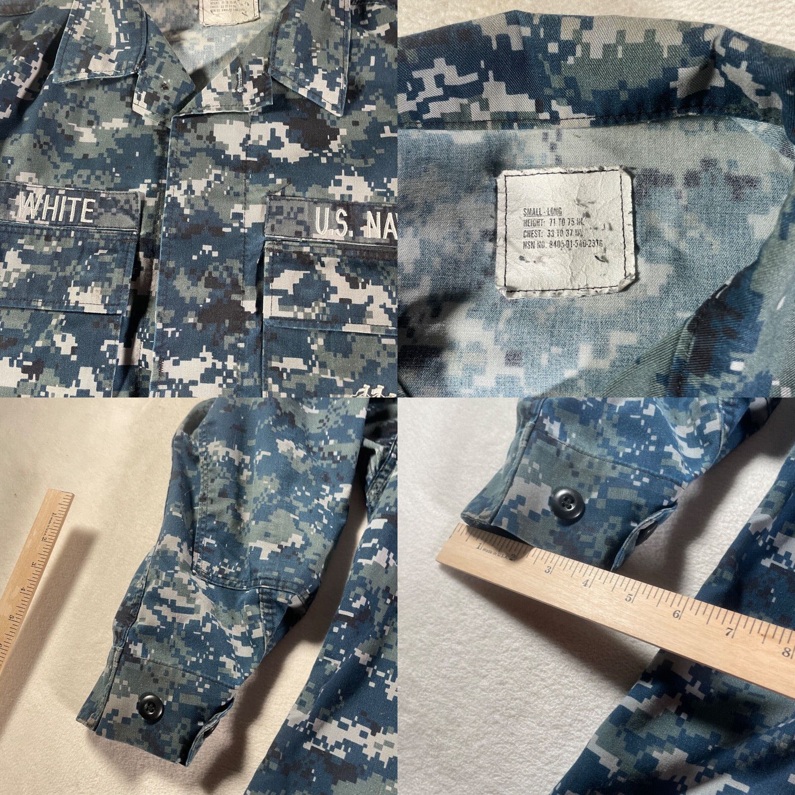 Vintage US Navy Jacket Mens Small Long Blue Digital Camo Utility ...