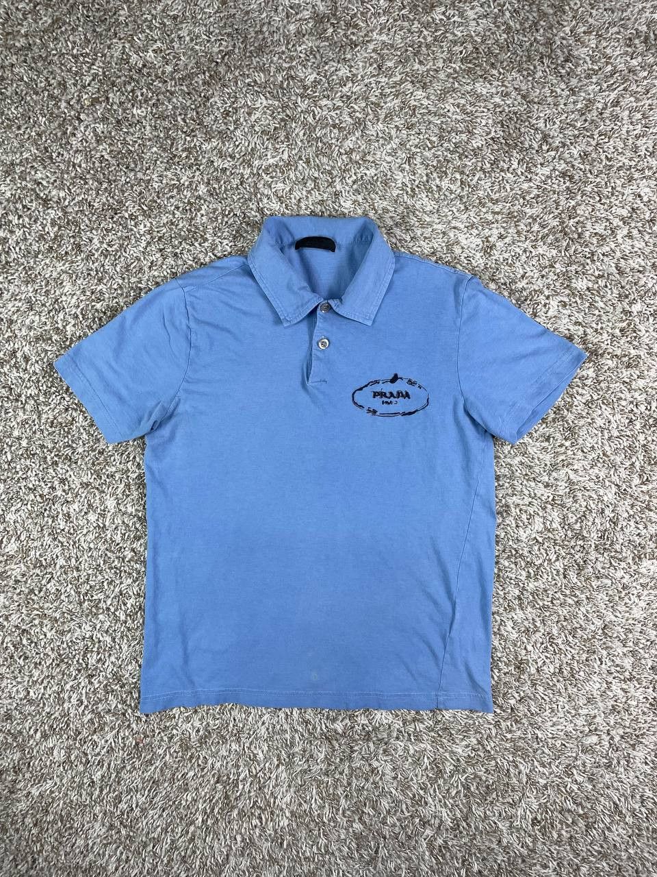Prada Prada Embroidered Crest Logo Blue Polo Shirt | Grailed