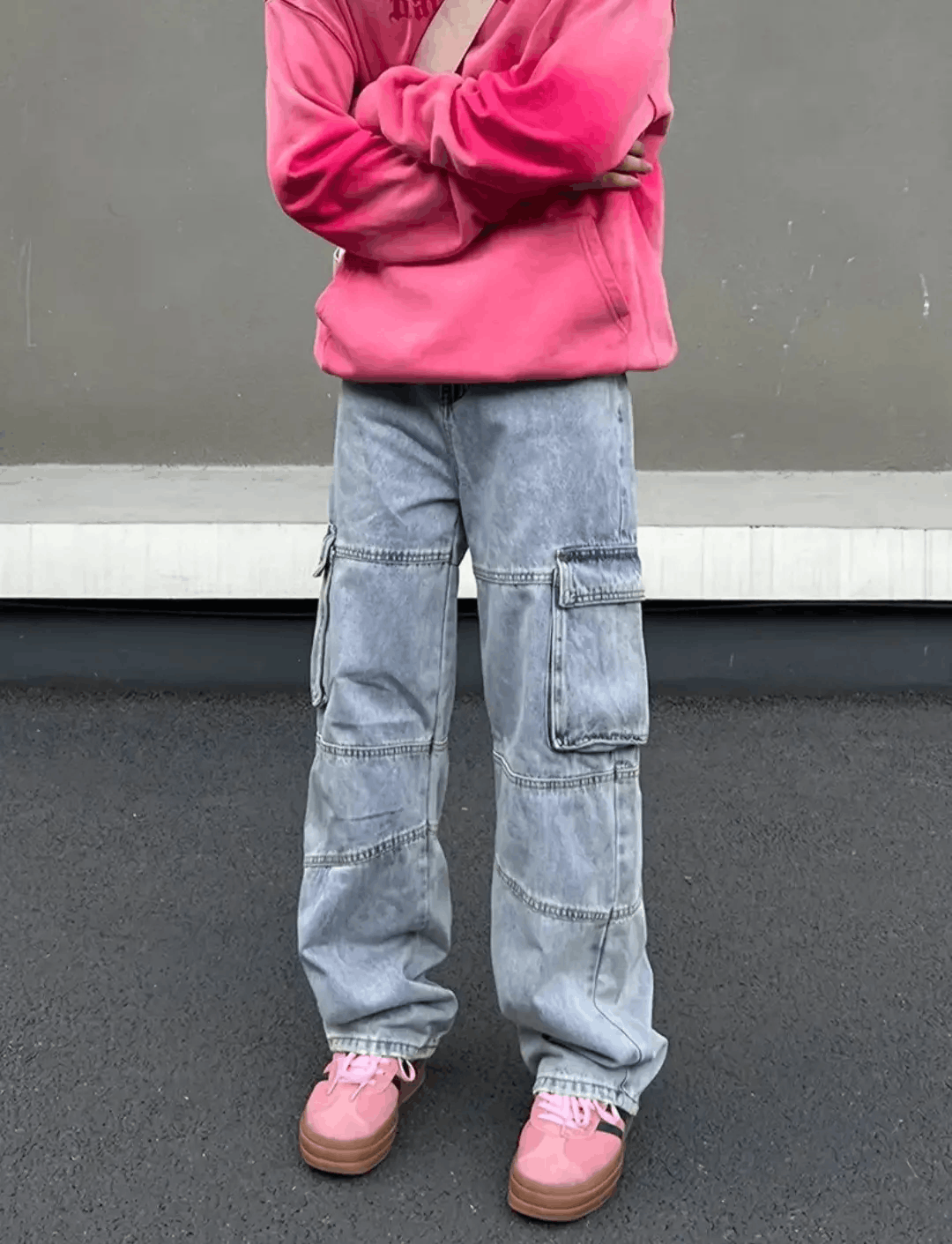 Streetwear Washed and faded side pocket design baggy jeans | Grailed