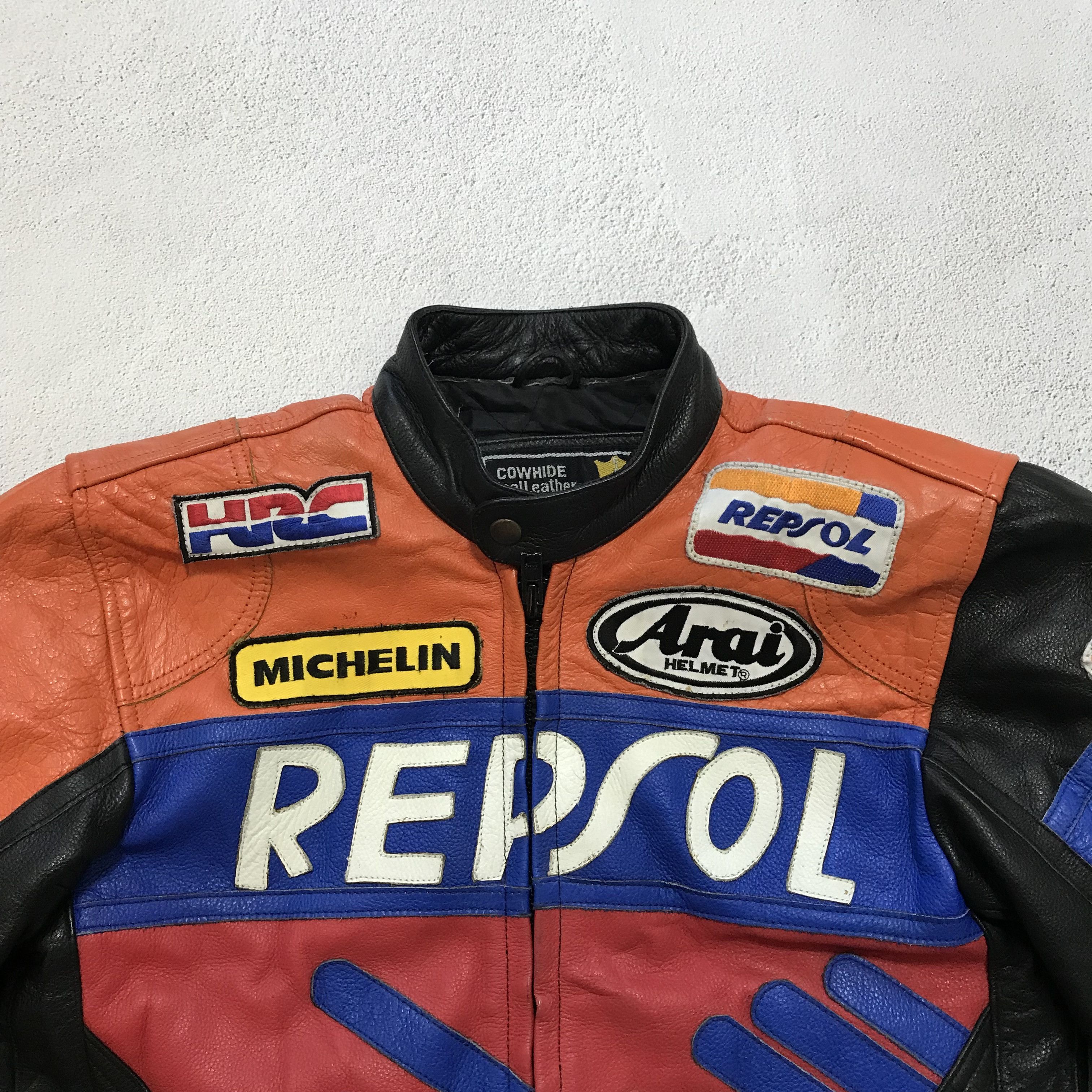 Vintage REPSOL Racing Vintage Leather Jacket Bomber 90s Motorcycle ...