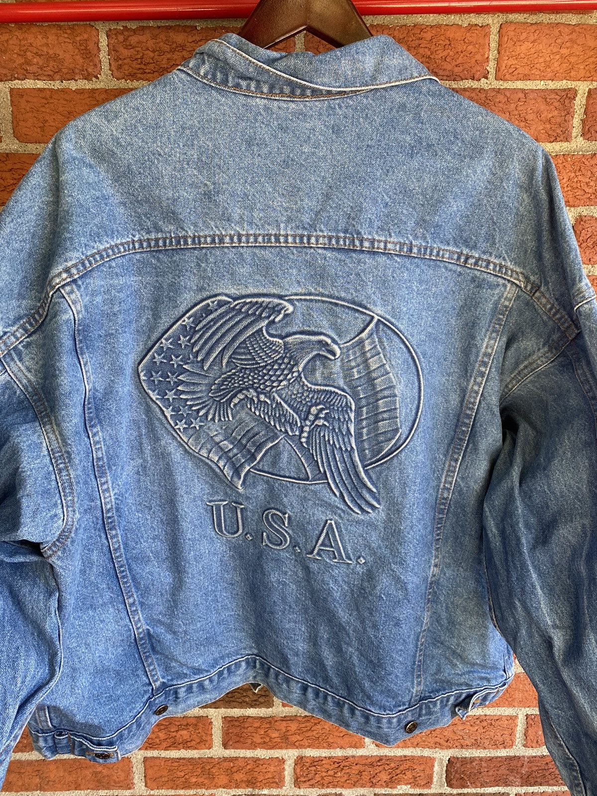 Denim Jacket × Made In Usa Embossed Eagle Denim Jacket | Grailed