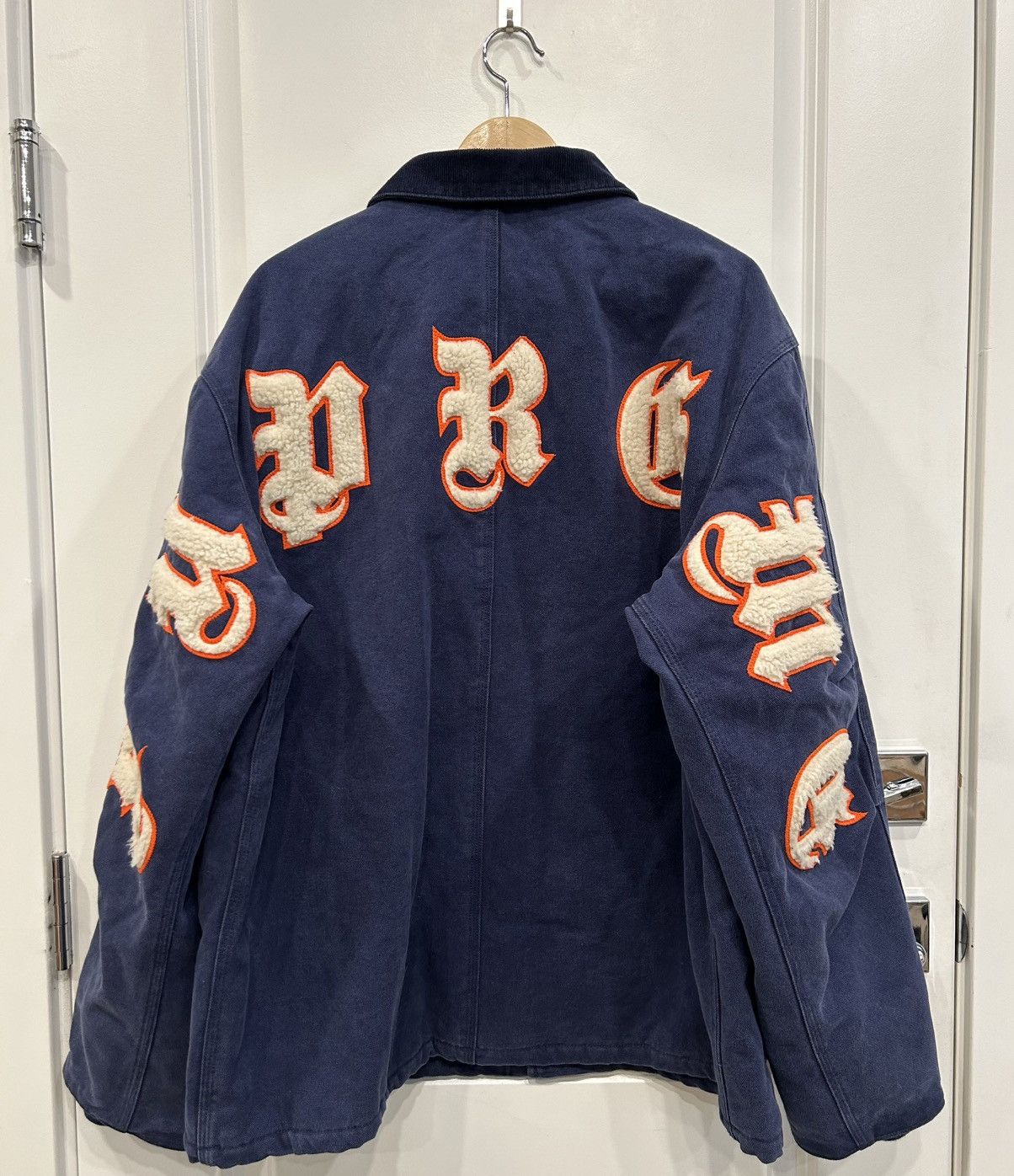 Supreme Supreme SS25 Old English Canvas Work Jacket Size XL | Grailed