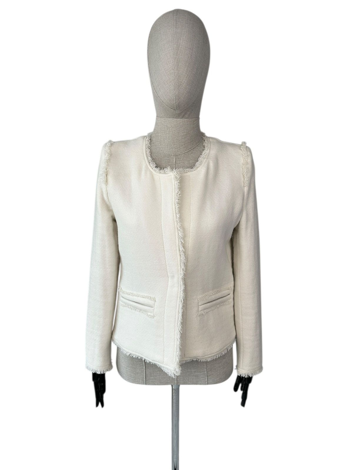 Iro IRO Anglet Snap Front Wool Angora Blend Ecru Blazer Jacket | Grailed