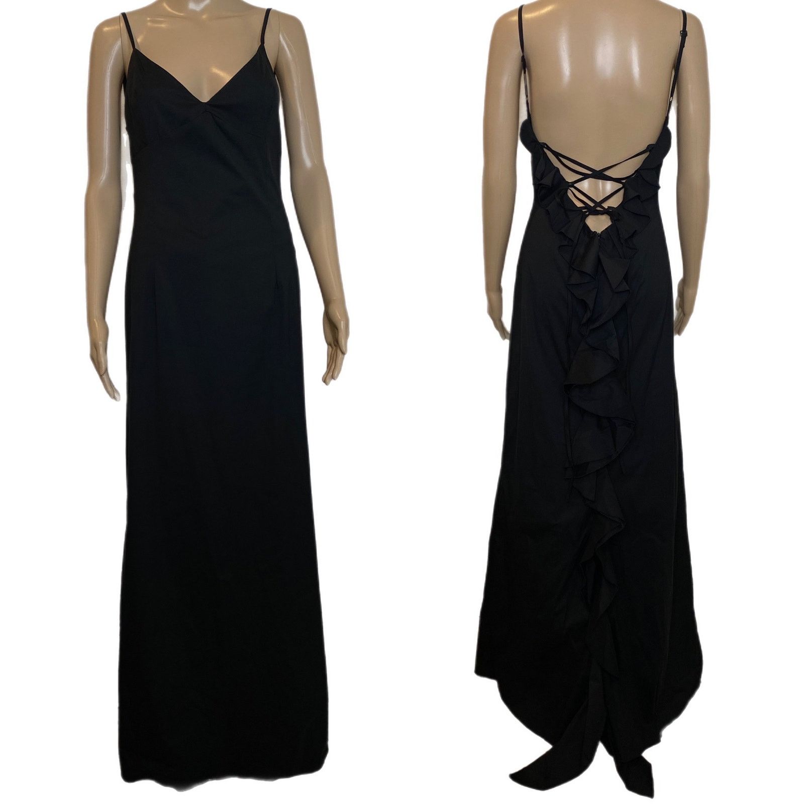 Other Flavio Castellani Black Frills Maxi Dress Spaghetti Strap | Grailed