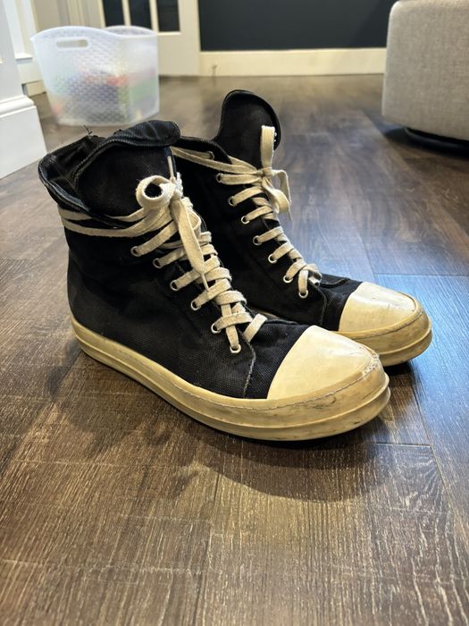 Rick Owens Drkshdw Black Canvas Hi-Top Ramones | Grailed