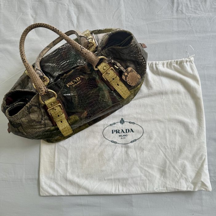 Prada Python with Crocodile Skin Patchwork Tote | Grailed