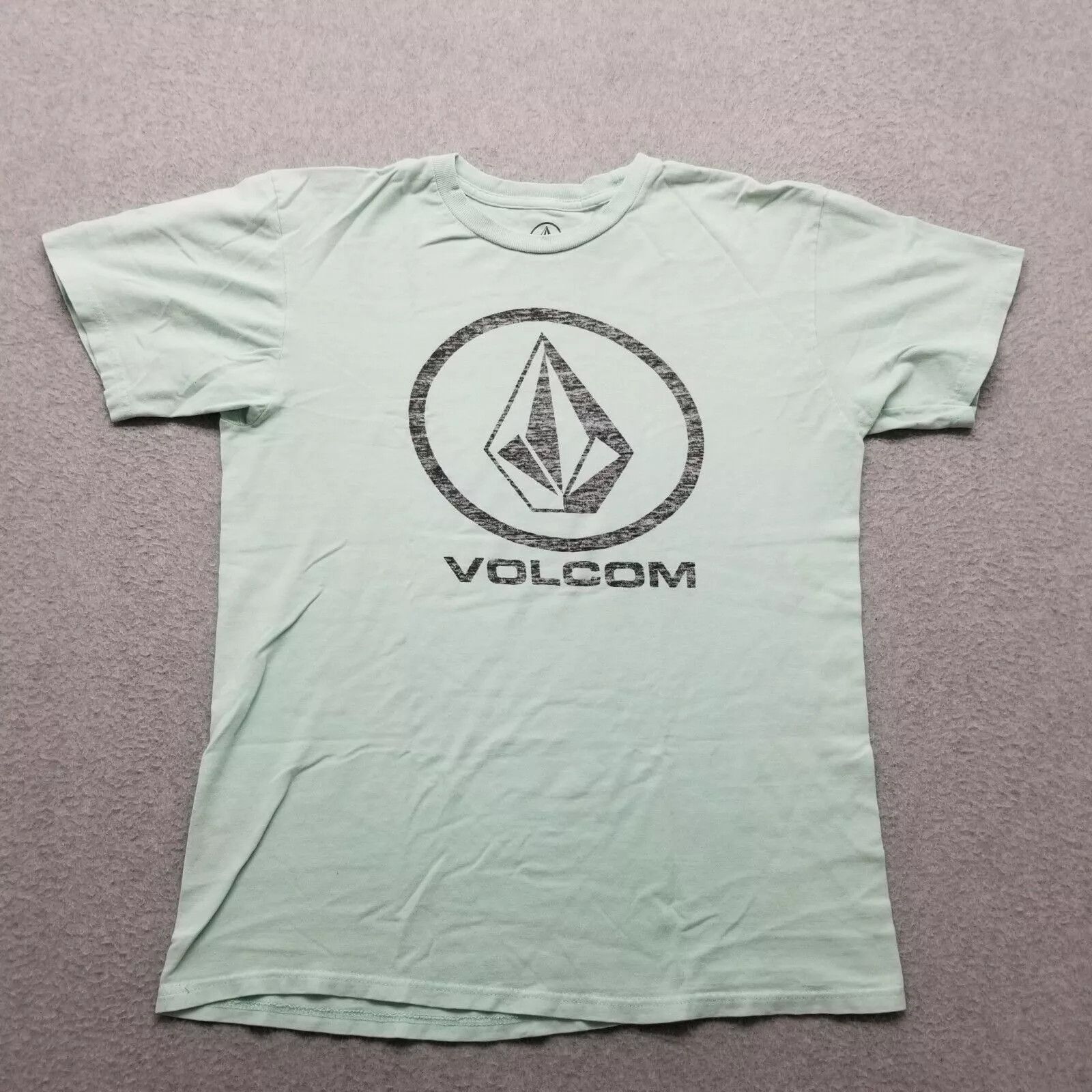 Volcom Volcom Shirt Mens Medium Green Cyan Crew Neck Spell Out Logo ...