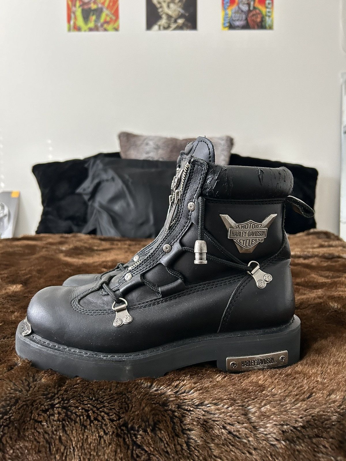 Combat Boots × Harley Davidson × Vintage Harley Davidson black with ...