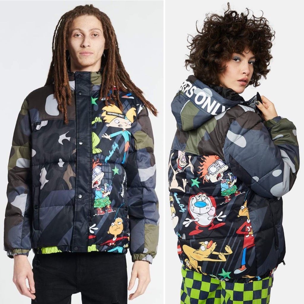 Members Only Members Only x Nickelodeon Puffer Jacket Mens Small AOP ...