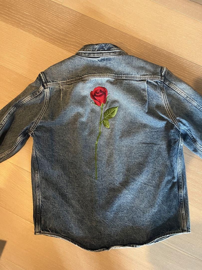 Balenciaga Men’s Rose Embroidered Shrunken Denim Shirt Jacket with ...