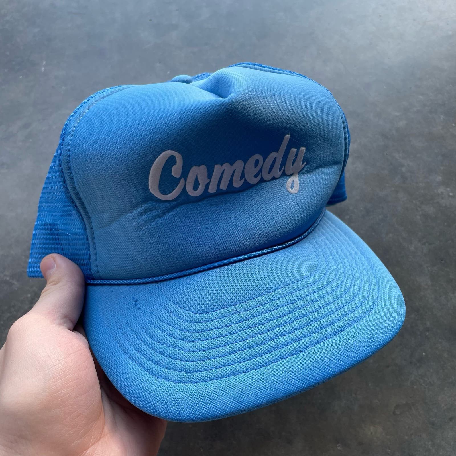 Vintage VINTAGE 70S 80S BABY BLUE COMEDY SCRIPT TRUCKER HAT OTTO CAP ...