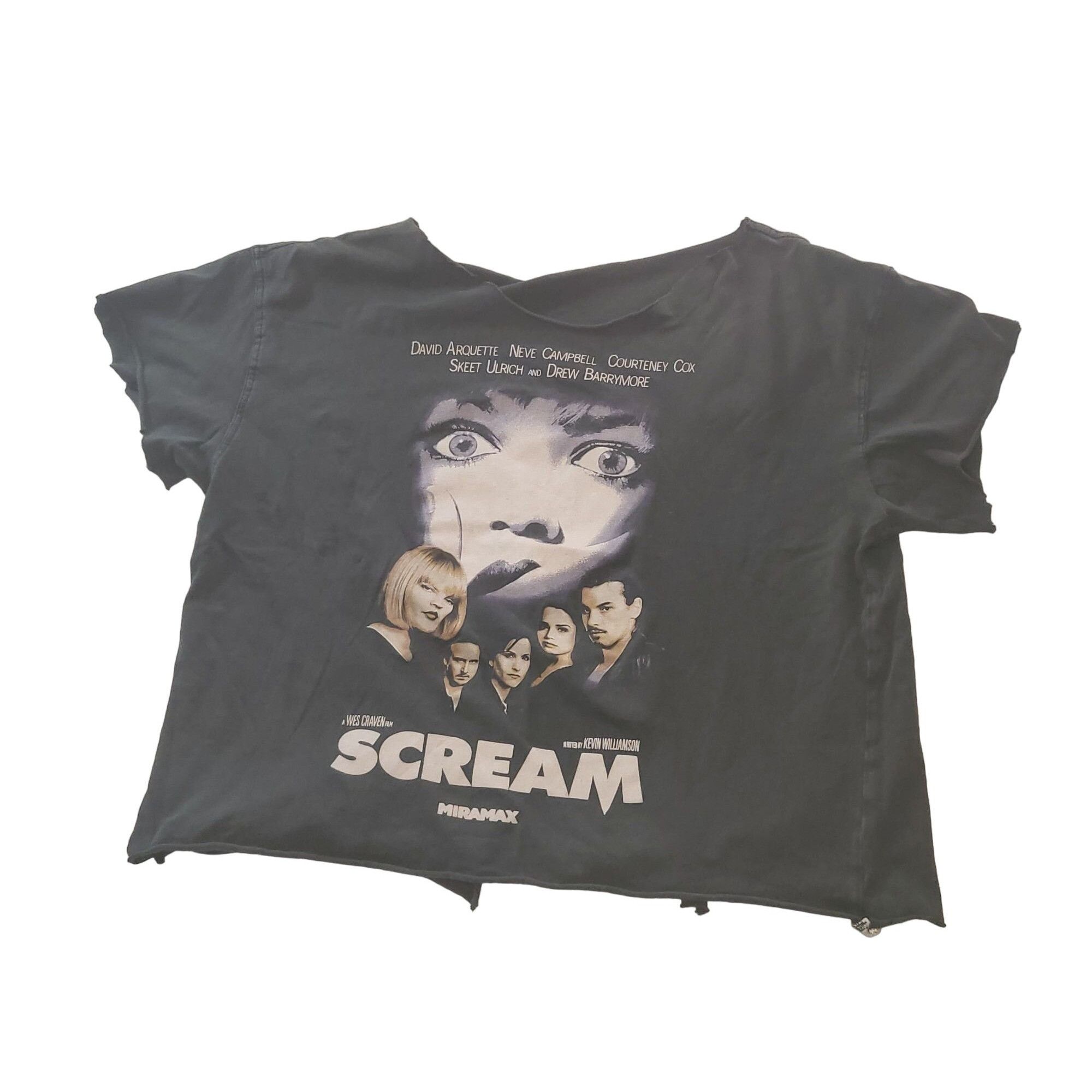 Vintage Scream Tshirt Sz L Women Original Movie Reworked Crop Top Sh ...