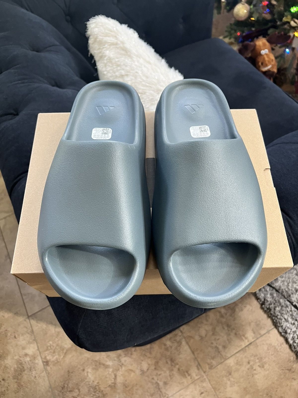Adidas × Kanye West YEEZY SLIDES SLATE MARINE | Grailed