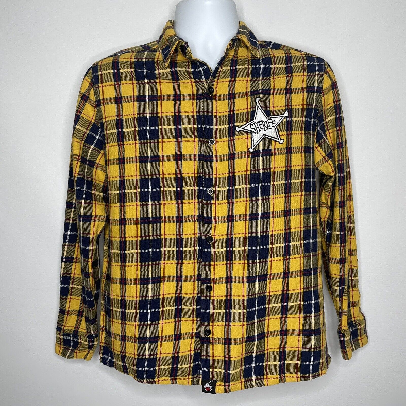 Disney Toy Story Woody's Roundup Yellow Blue Plaid Flannel Shirt | Grailed