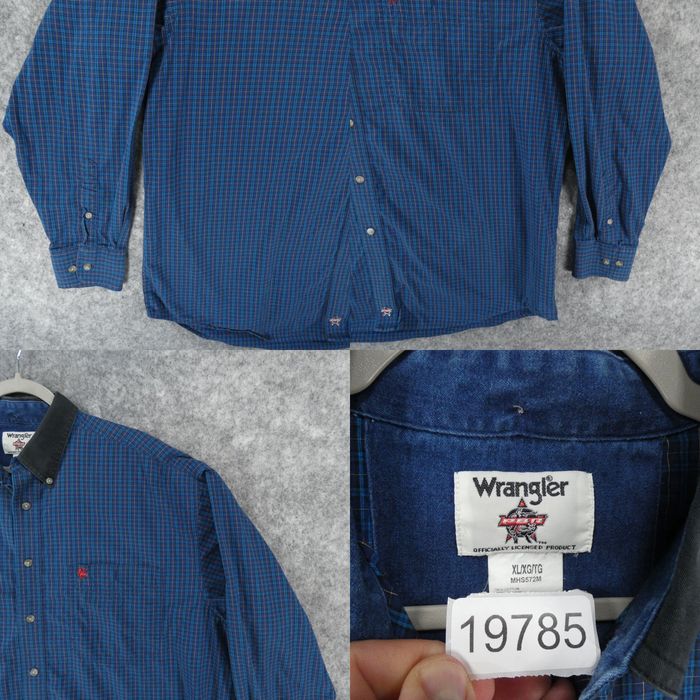 Wrangler Wrangler PBR Shirt Men Extra Large Long Sleeve Button Up Blue ...