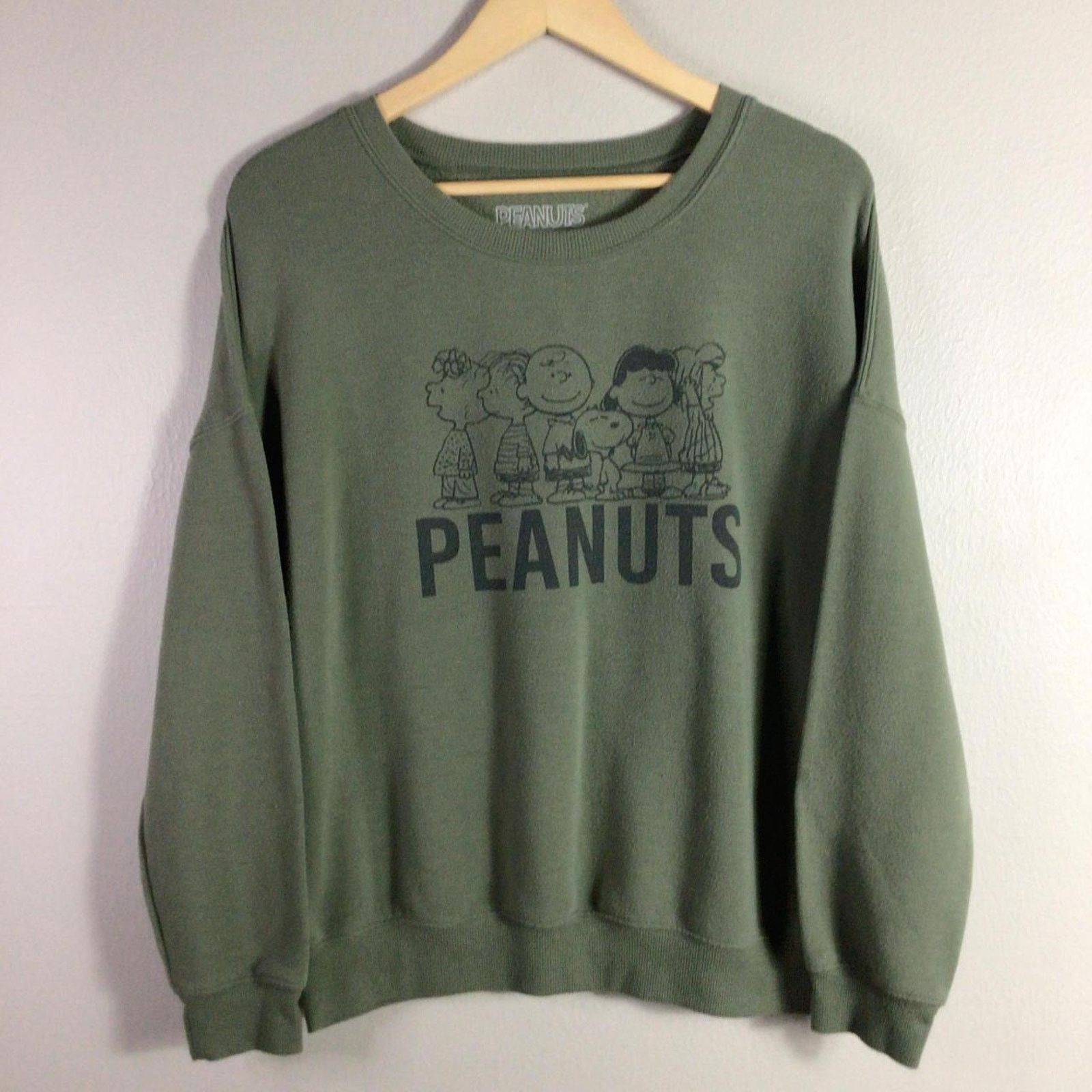 Peanuts Classic PEANUTS Charlie Brown Sweatshirt Army Green Medium ...
