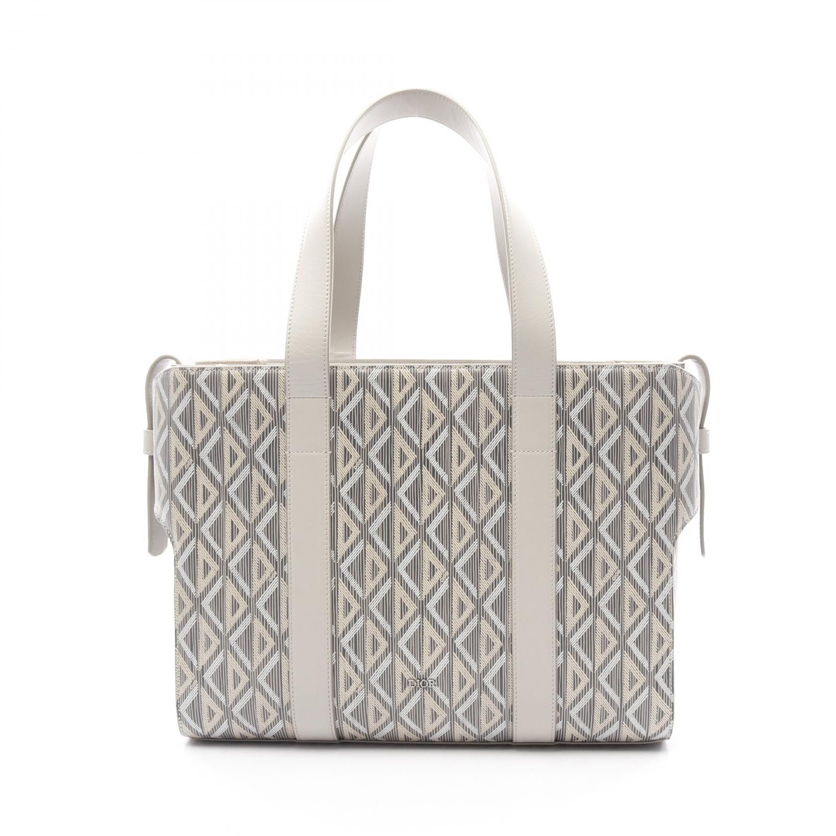 Dior Dior Dior CD Diamond Collection PVC Coated Canvas Leather Tote Bag ...