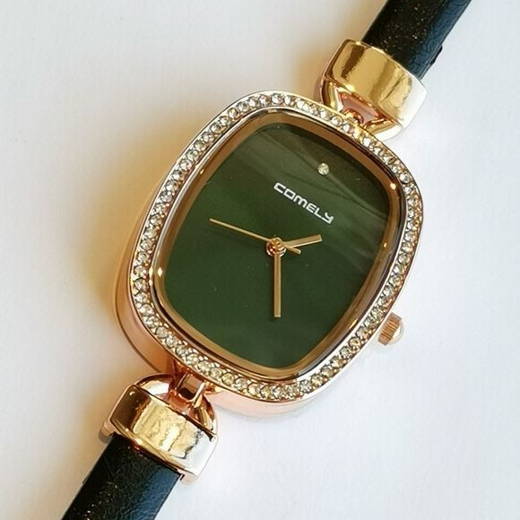 Other NWT Comely Watch Green Face Leather Strap Quartz Movement | Grailed