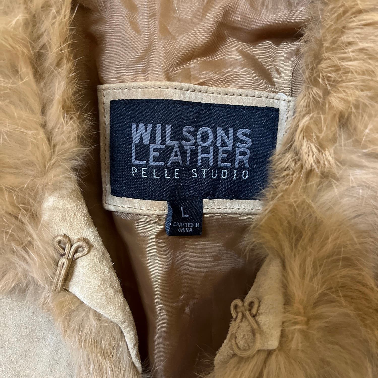 Wilsons Leather Wilsons Pelle Studio Tan Leather Fur Trim Moto Bomber ...