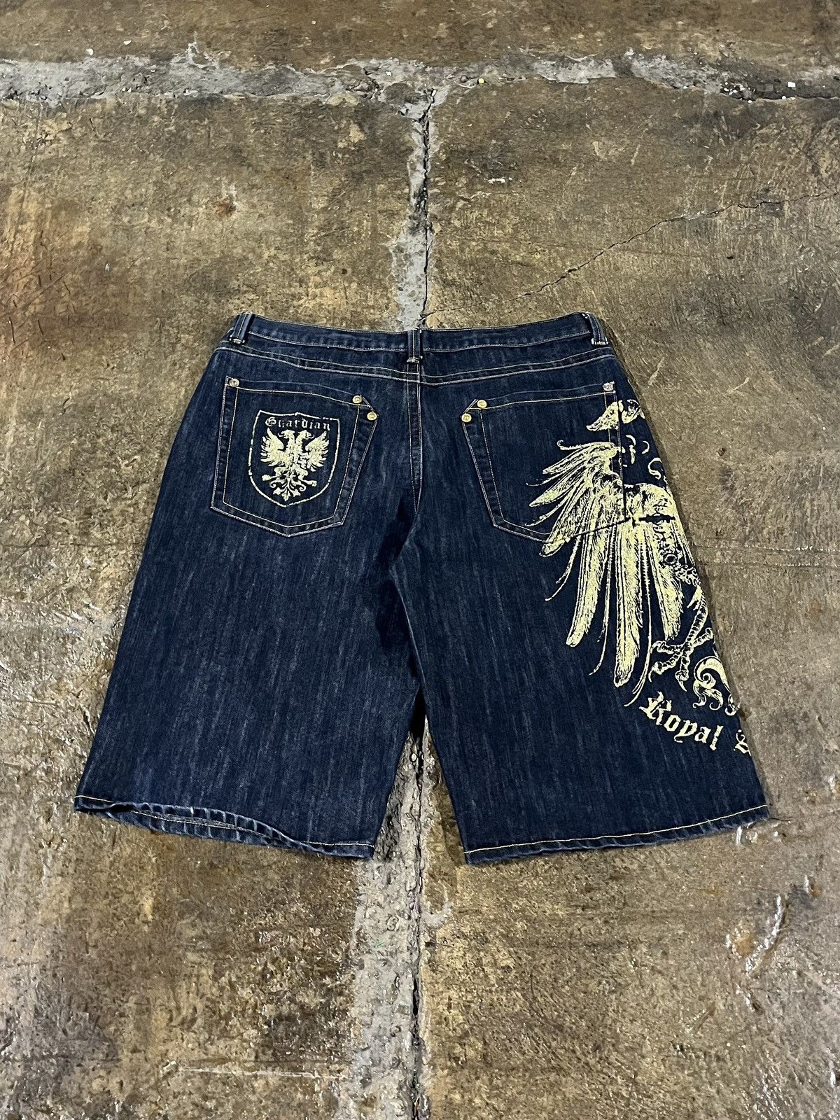 Affliction × JNCO × Vintage Crazy Y2K Baggy Jorts Grunge Wings Skater ...