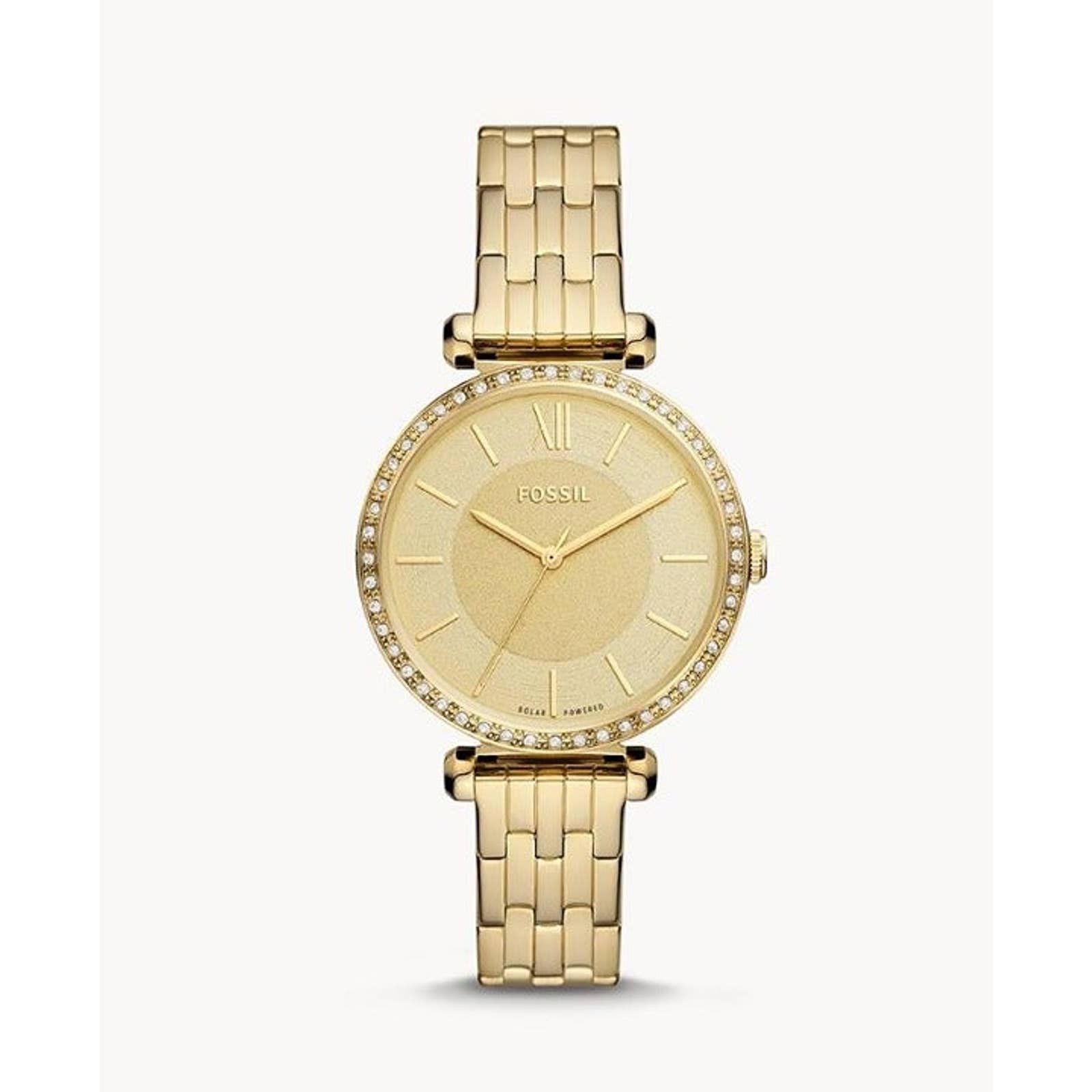 Fossil Fossil BQ3818 Tillie Solar-Powered Gold-Tone Stainless Watch ...