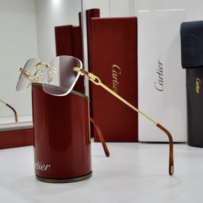 Cartier RARE CARTIER SMALL C DECOR GOLD RIMLESS WIRE FRAMES | Grailed