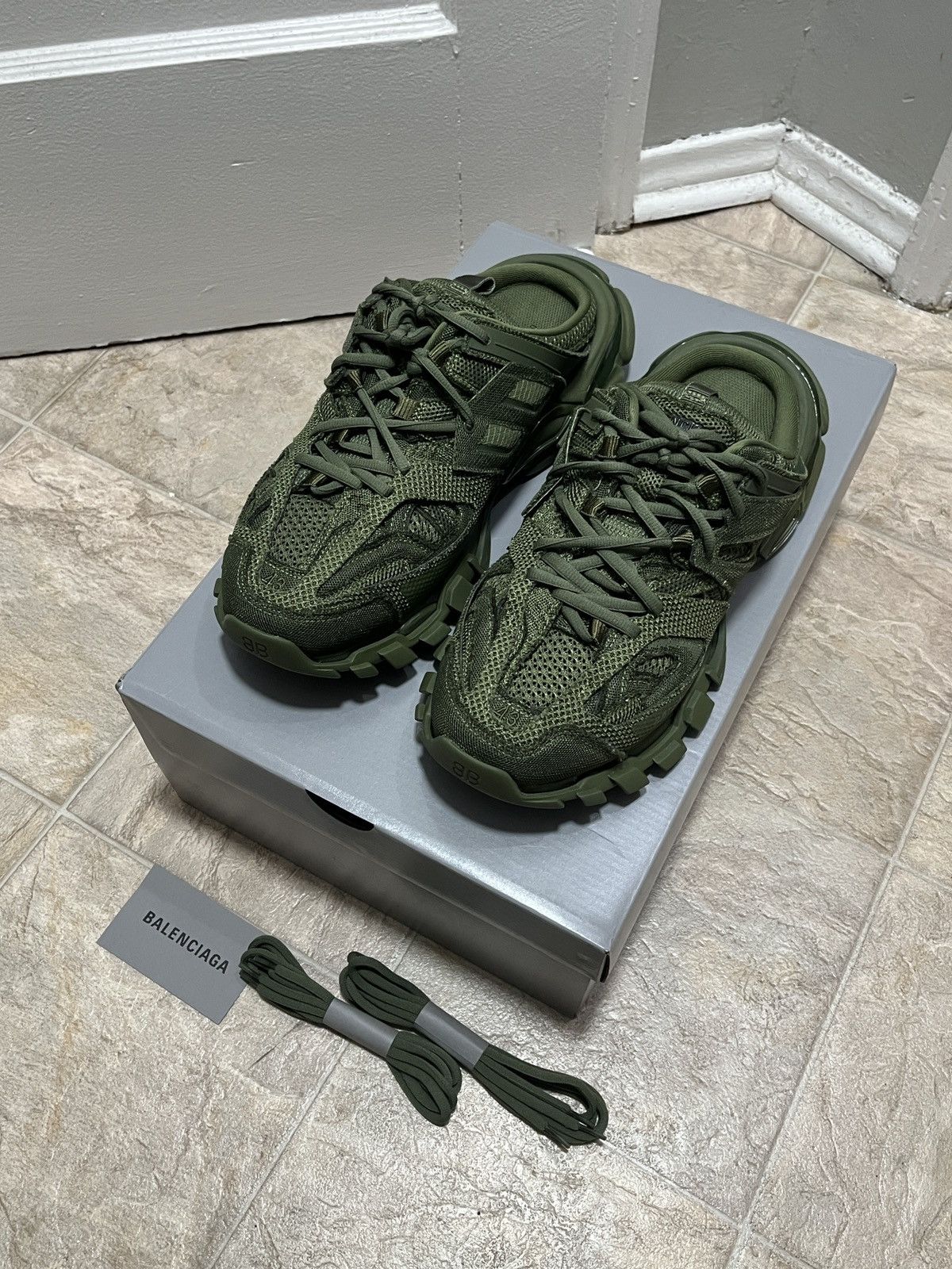Balenciaga Balenciaga Track Mule Khaki Green Size 43 — New | Grailed