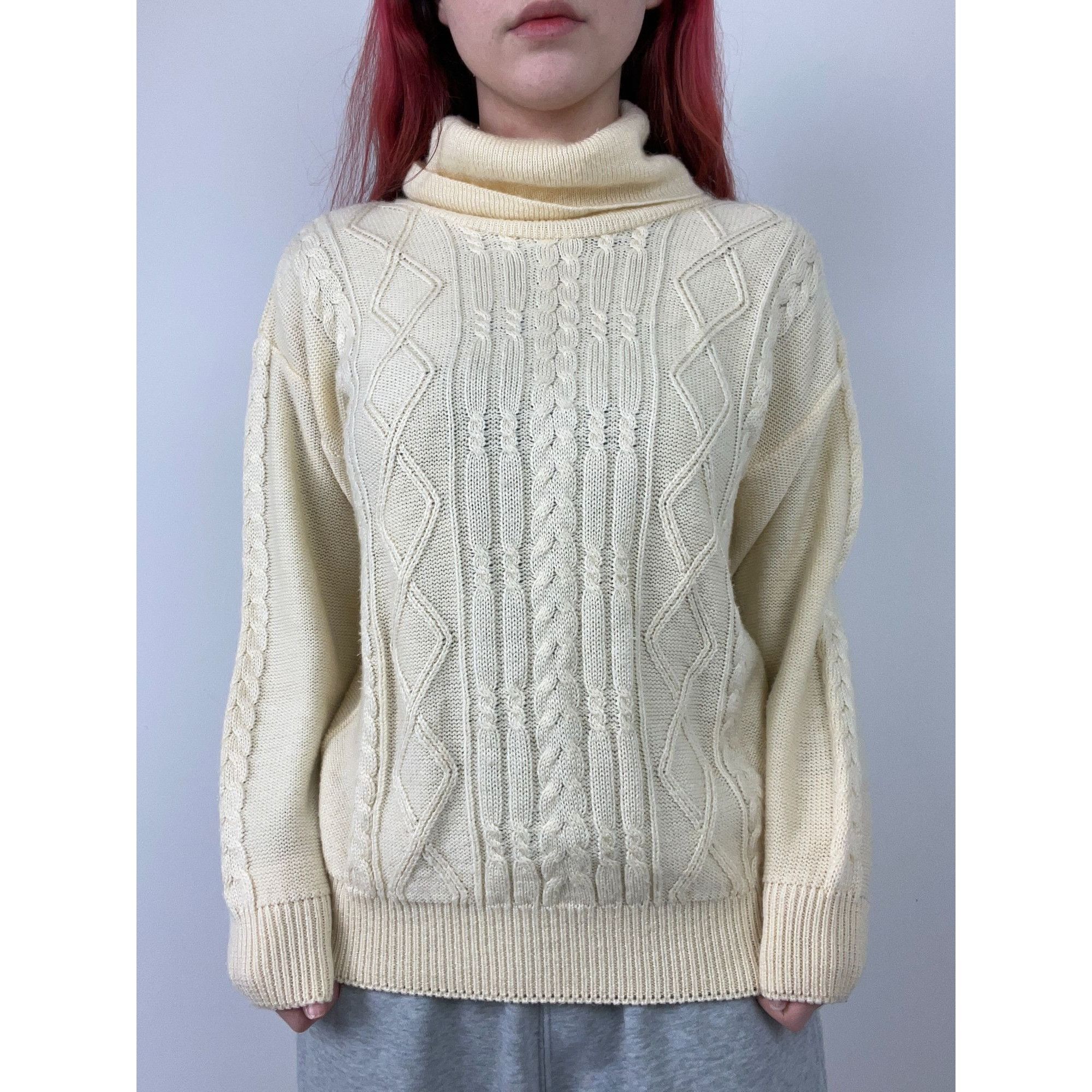 Other Vintage Cream Lady Anne Cable Knit Turtleneck Sweater | Grailed