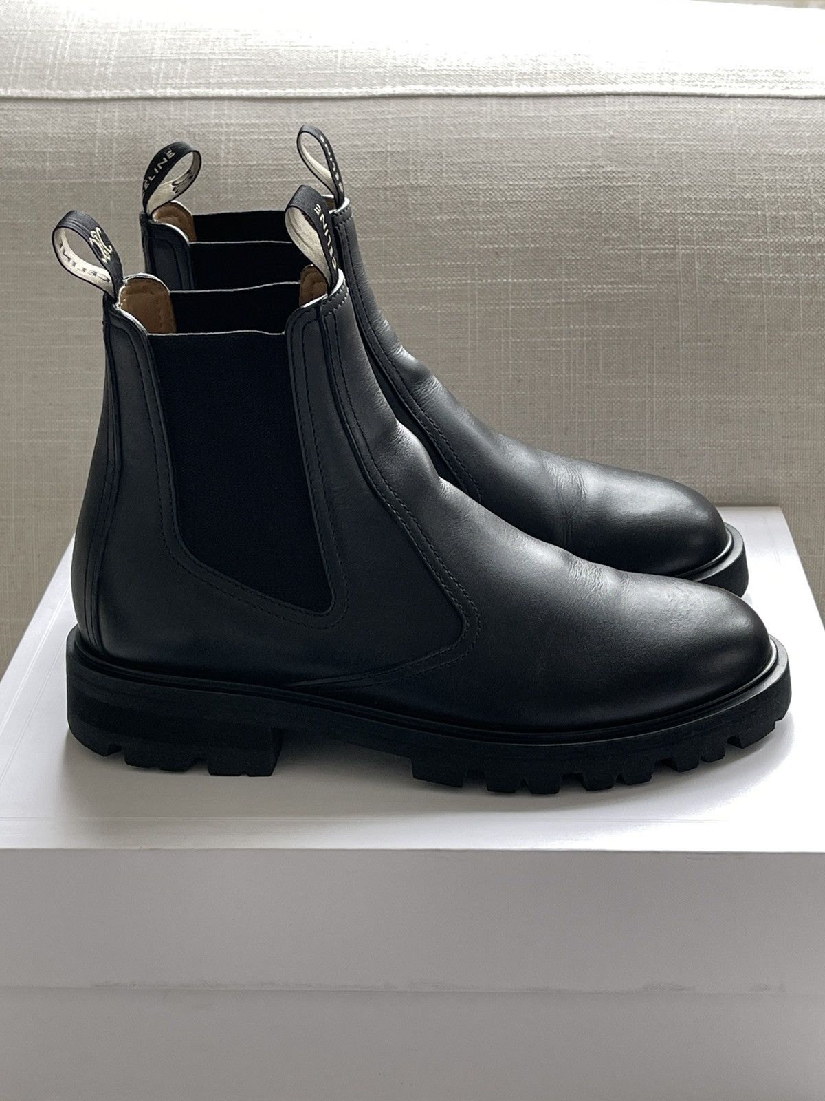 Celine Margaret Chelsea Boots in Black Leather | Grailed