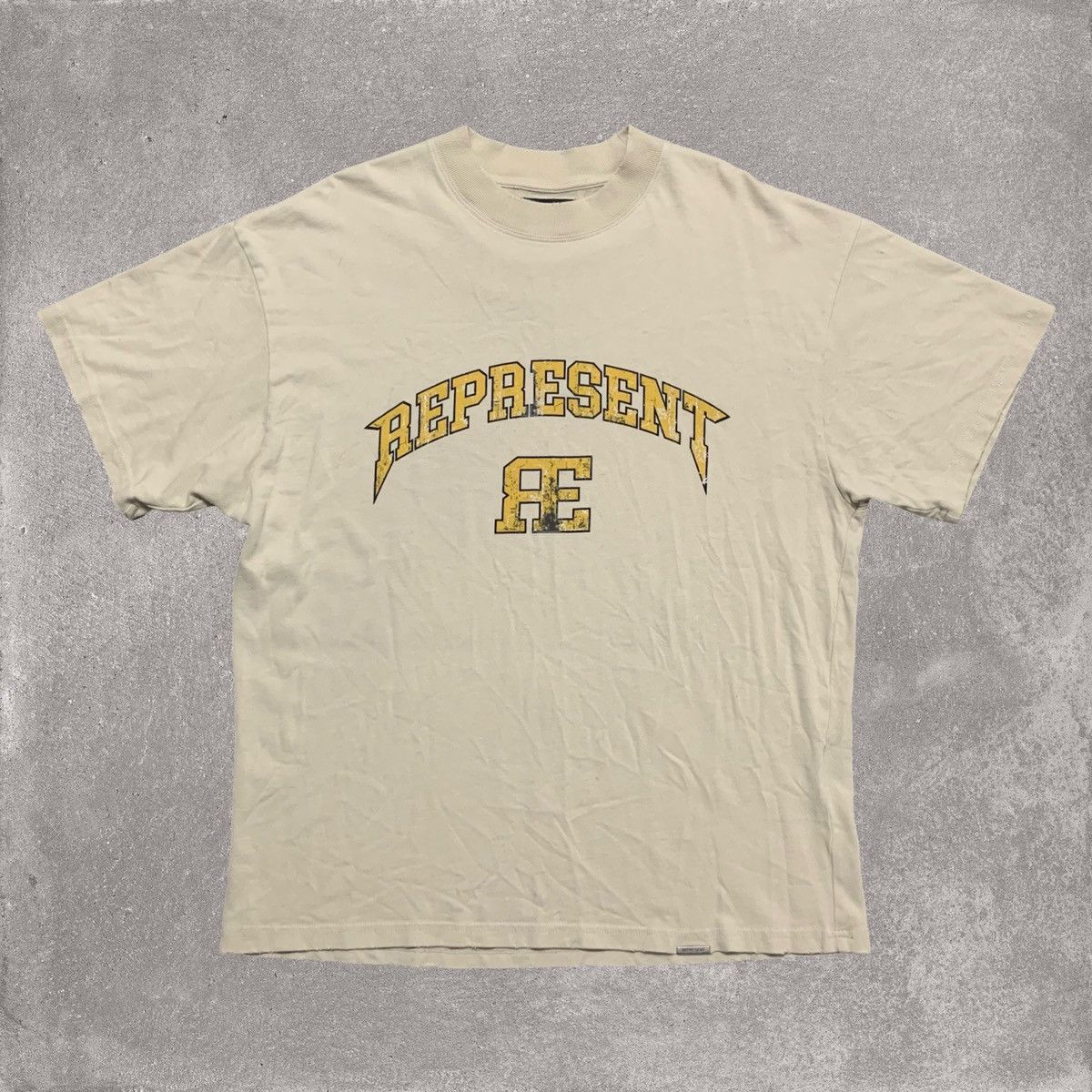 Represent Clo. Represent Medium Varsity Logo Vintage White Tee | Grailed