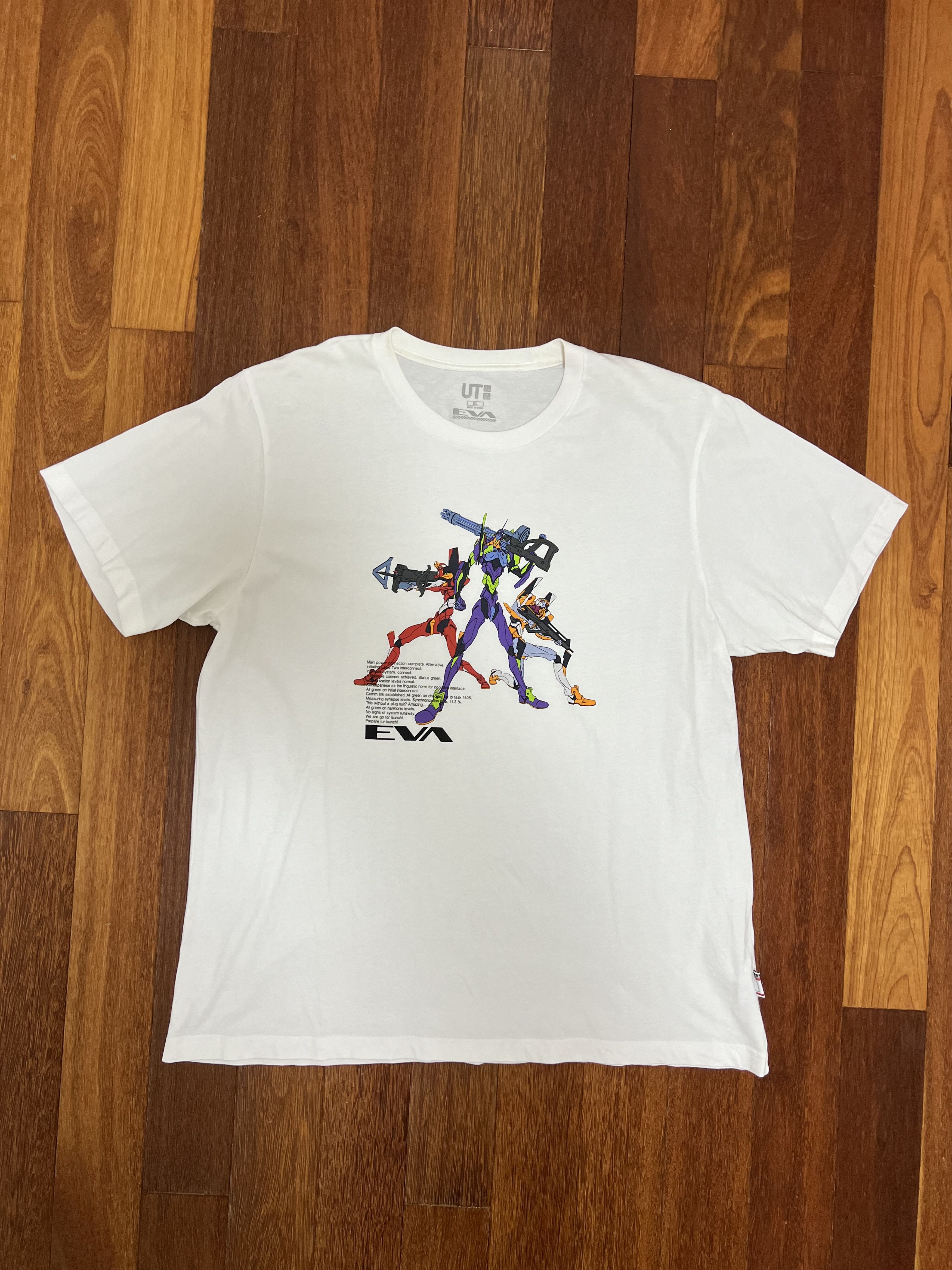 Uniqlo 💚 Neon Genesis Evangelion x Uniqlo White Mecha Tee | Grailed