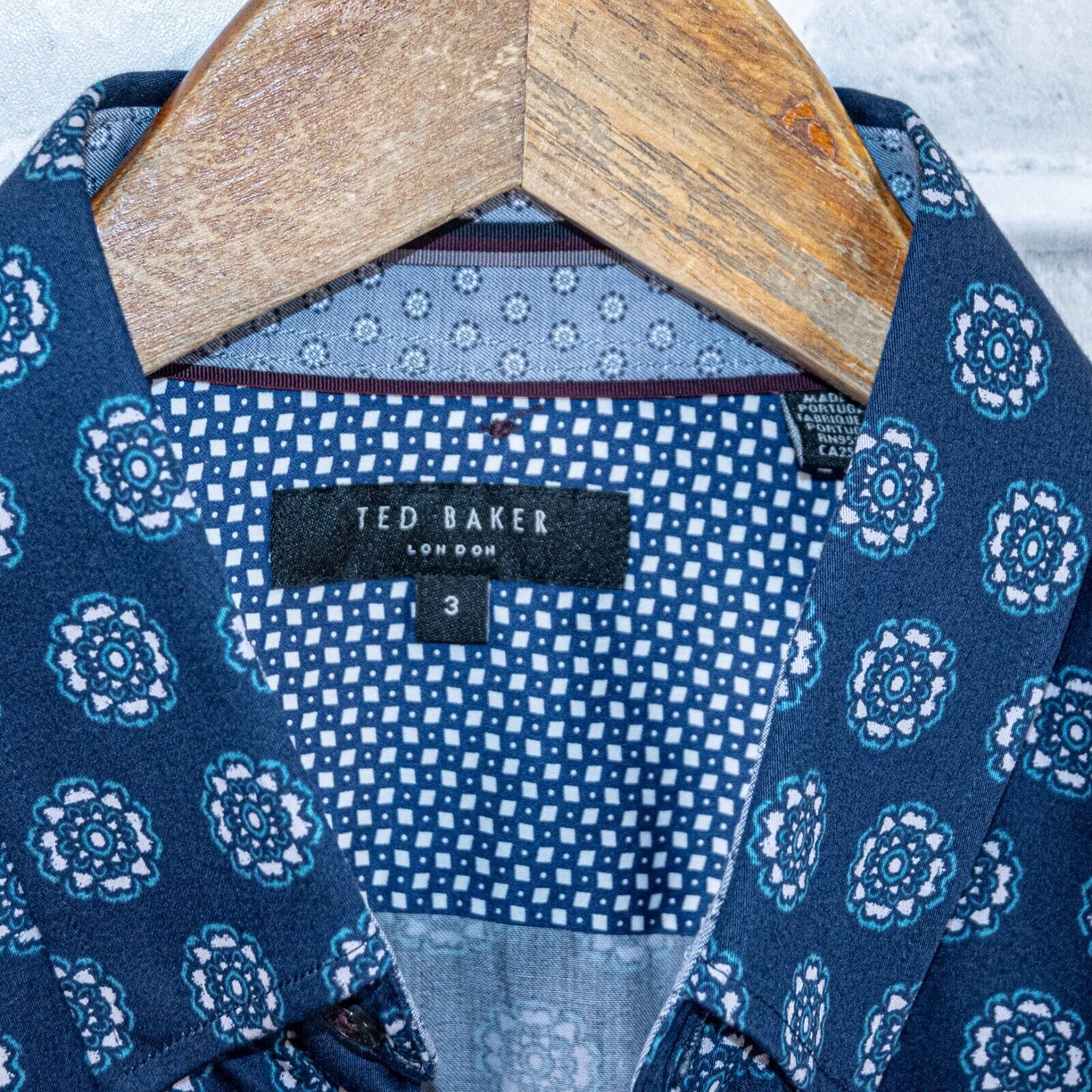 Ted Baker Ted Baker Button up BEASTIE Shirt Long Sleeve in Blue floral ...